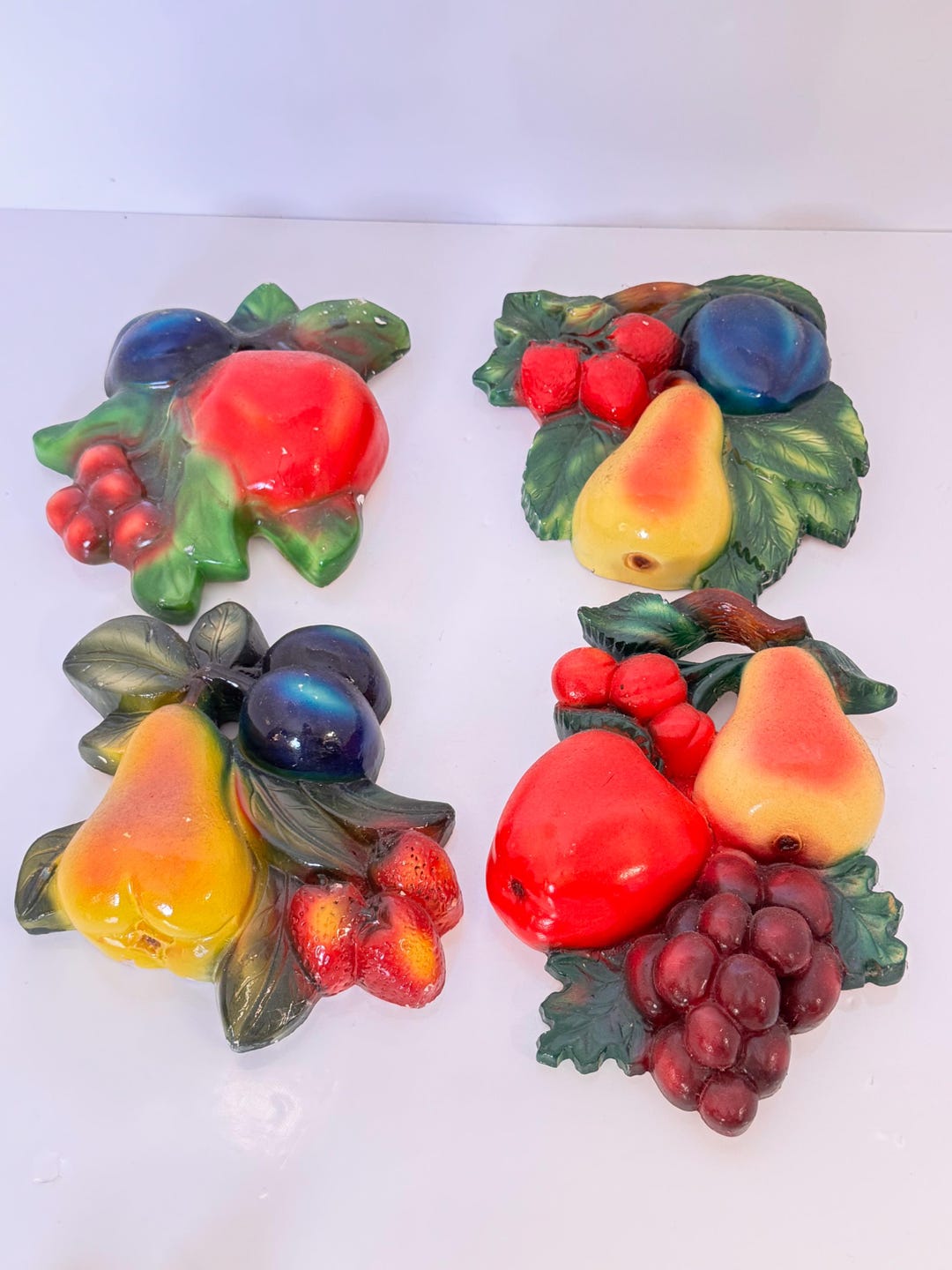 Fruit, Chalkware, Wall Hanging, Vintage, Chalk Ware, Country Kitchen ...