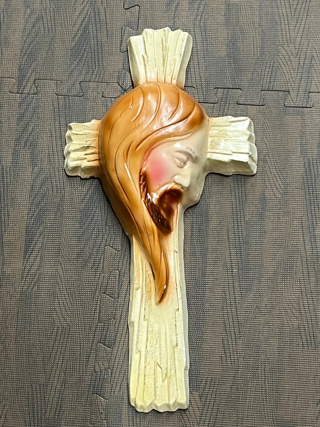 Cross Jesus Wall Plaque Jesus Chalkware 3D Vintage Religious - Etsy