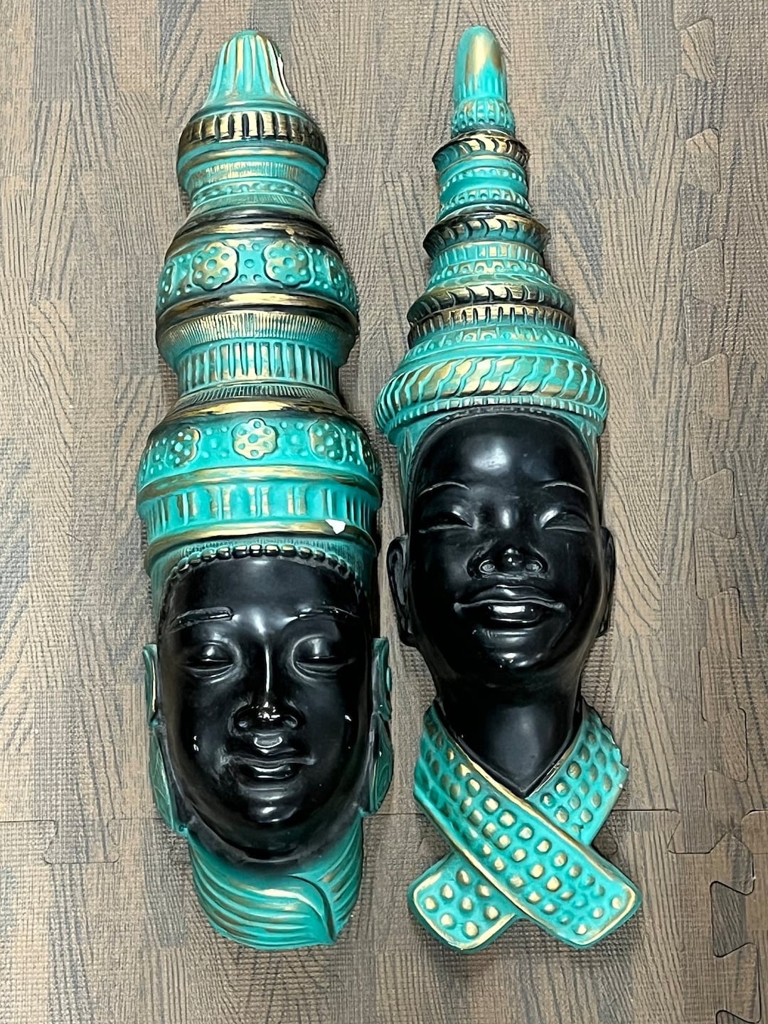 Vintage Thai Chalkware Head Wall Hangings - Favor Ware Art Deco Decor ...