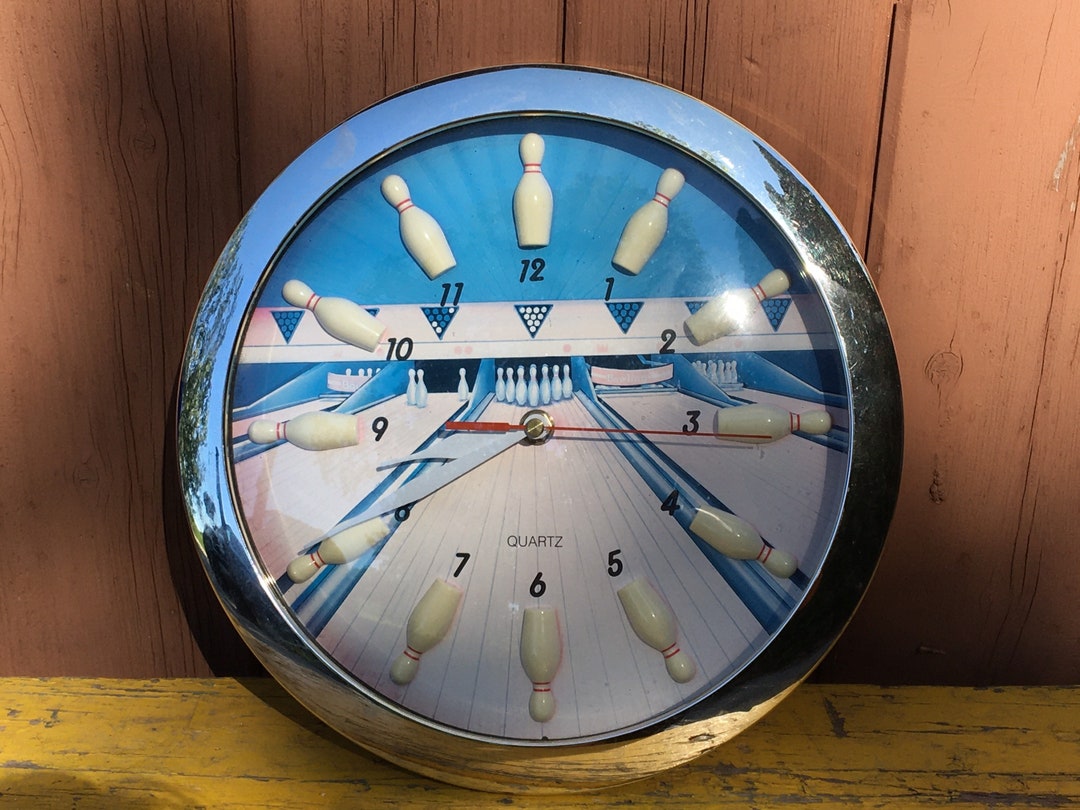 Clock, Bowling, Vintage, Sport, Novelty, Wall Clock, Battery Operated ...