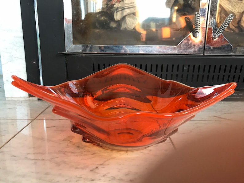 Viking Tundra Glass Persimmon Centerpiece Large Fruit Bowl - Etsy