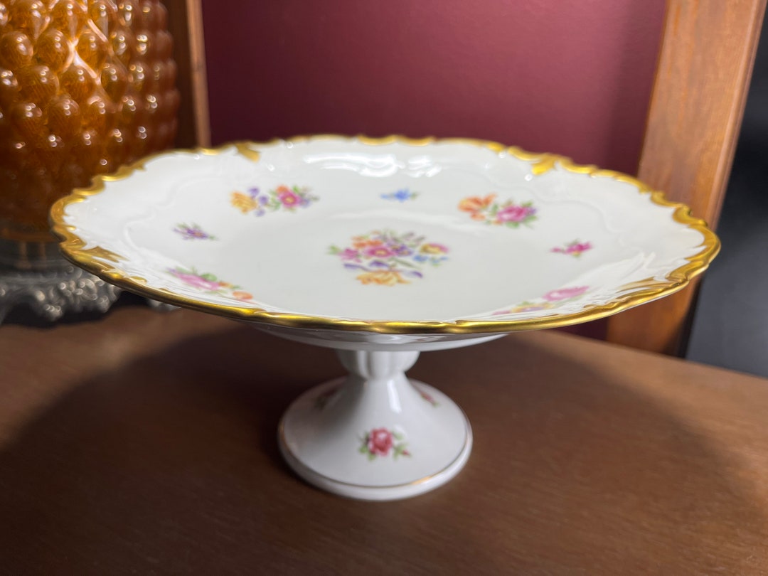 Porcelain Cake Stand Dainty Dish Footed Vintage Made in England Fruit ...