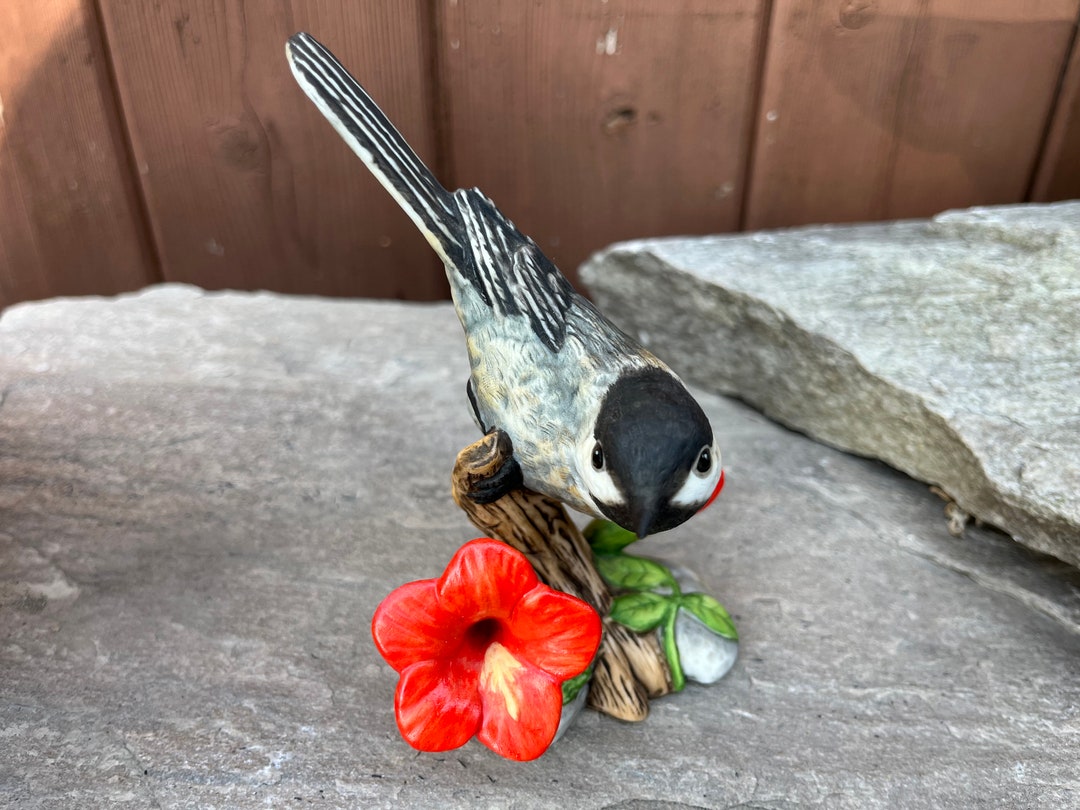 Black Capped Chickadee Franklin Mint Fine Porcelain Birds & Blossom ...