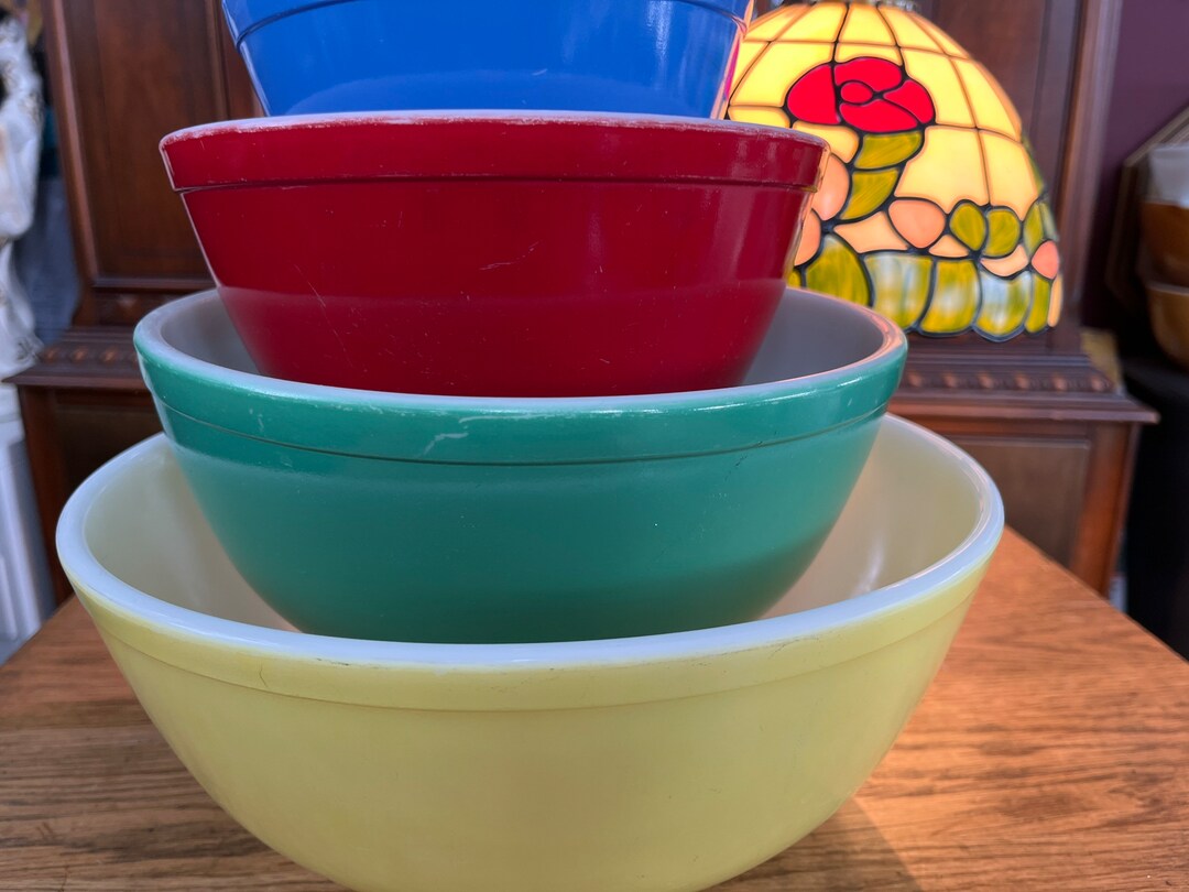 Pyrex, Primary Colour, Mixing Bowls, Set, Vintage, Retro, Country ...