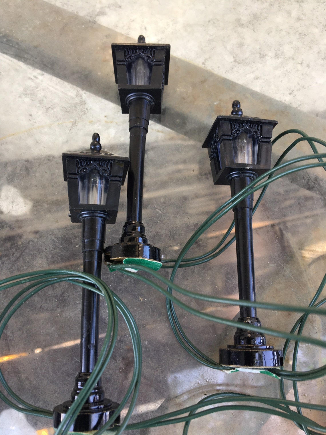 8 Miniature Lamp Post String Light Christmas Village | Etsy