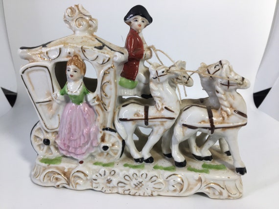 Victorian White Horse Drawn Carriage Stage Coach Footman | Etsy