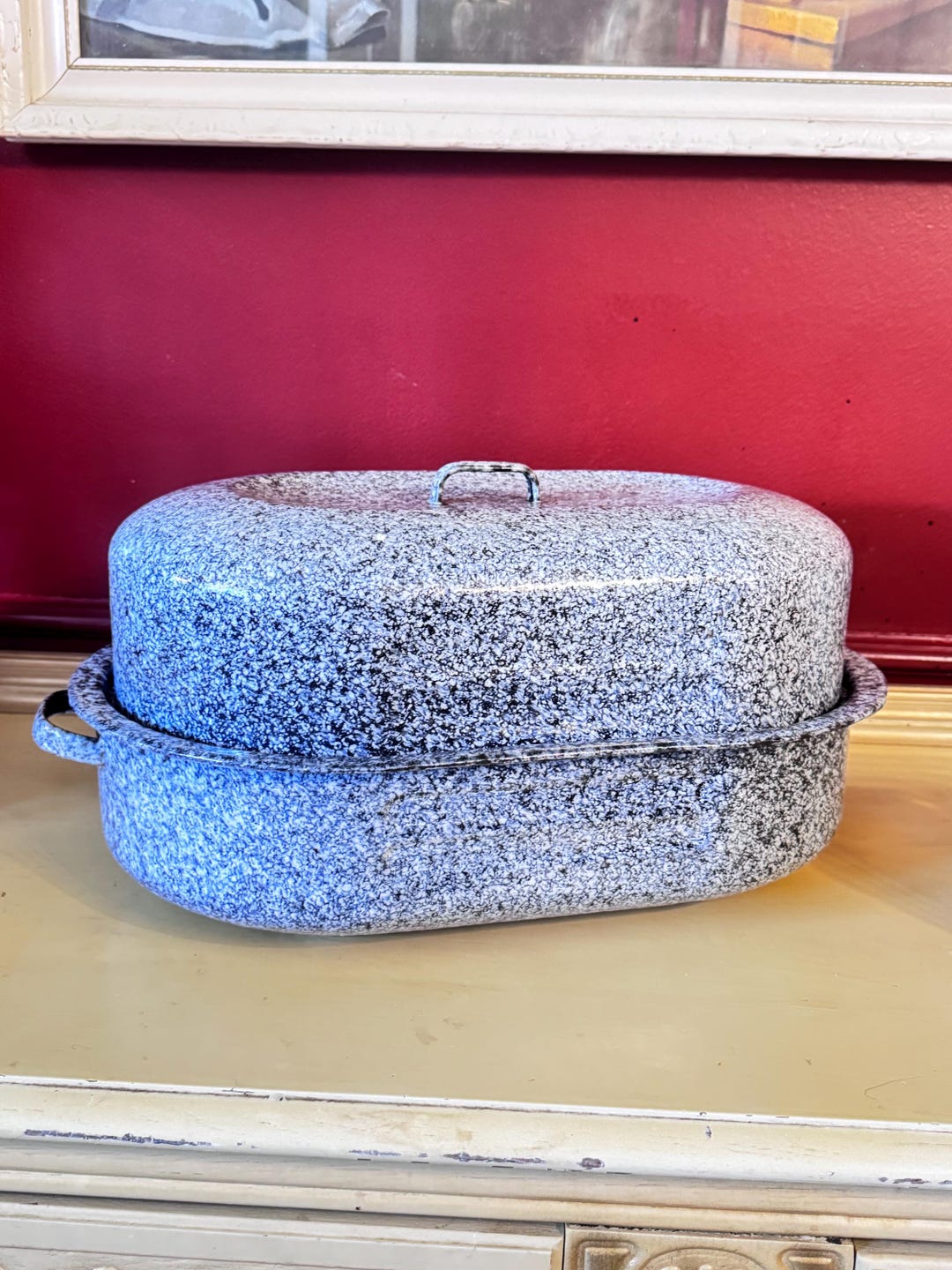 Enamelware, Vintage, Roaster, Pan Lid, Country Kitchen, Retro Decor ...