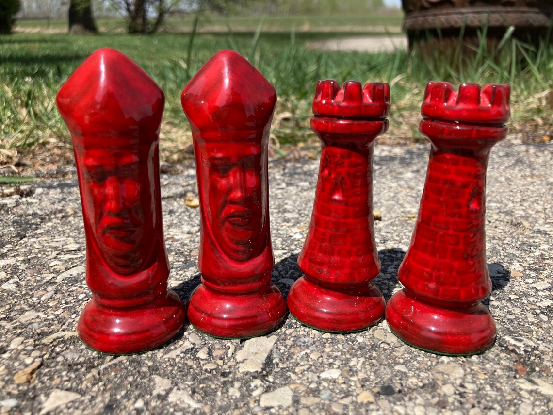 Chess Medieval Large Duncan Mold Vintage Pieces Game | Etsy