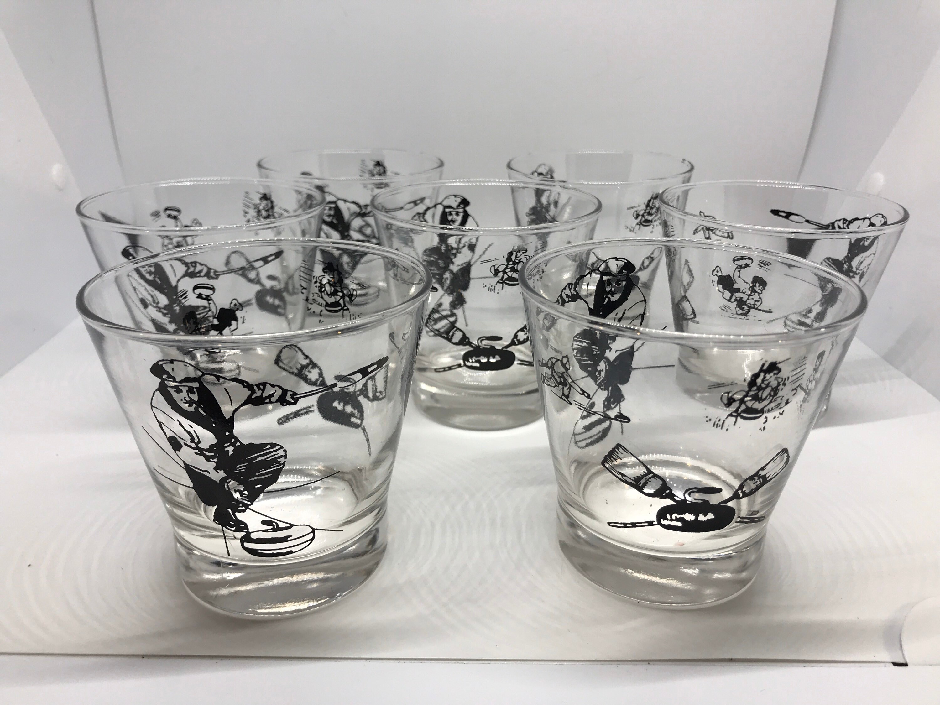 Curling Glass Tumbler Curling Rock Curling Broom Tam O Shanter | Etsy