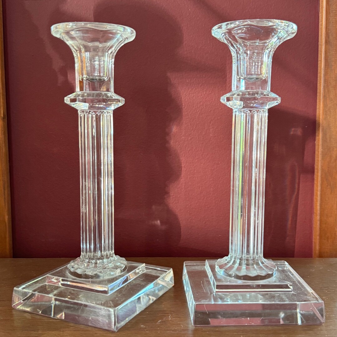 Candlesticks, Crystal Candlesticks, Candle, Holders, Pair of Vintage ...