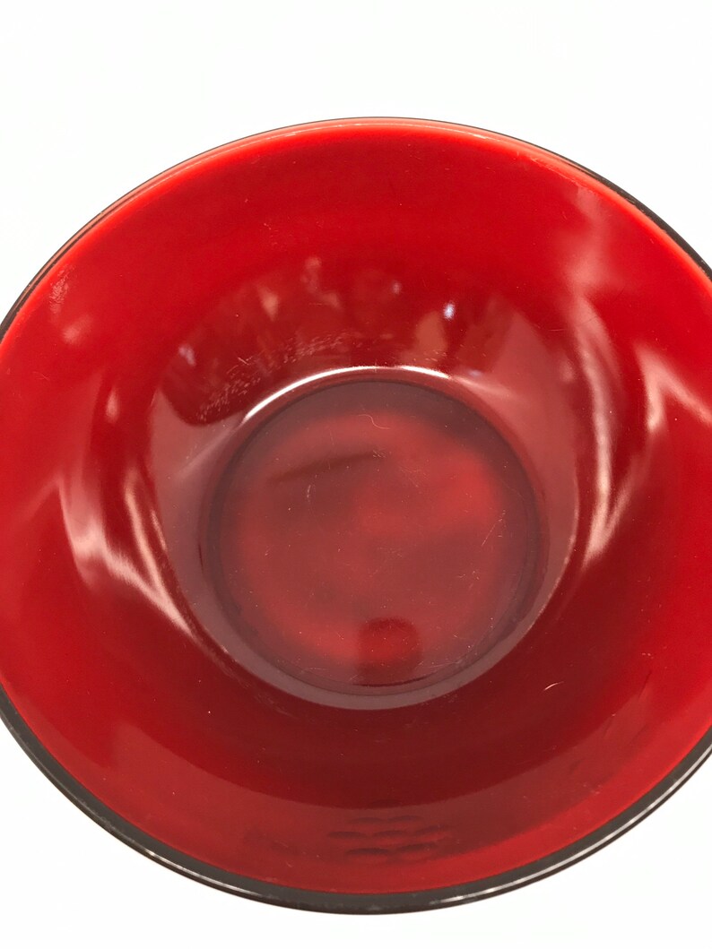 Etched Ruby Red Bowl Daisy Flower Fruit Bowl Catch All Vintage | Etsy