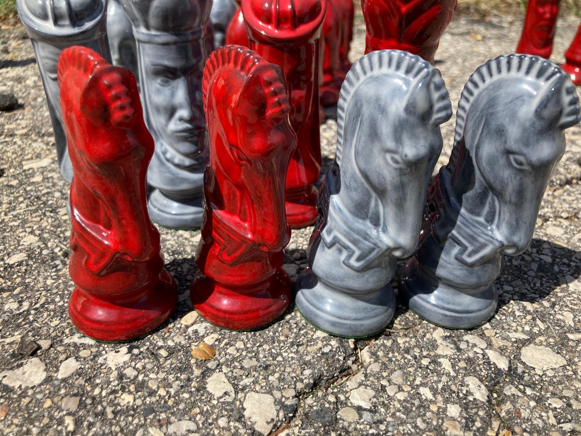 Chess Medieval Large Duncan Mold Vintage Pieces Game | Etsy