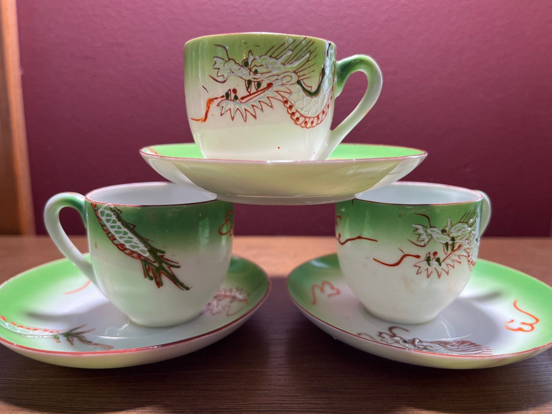 Dragonware, Tea Cup Teacup Saucer Set, Hand Painted, Japanese, Moriage ...