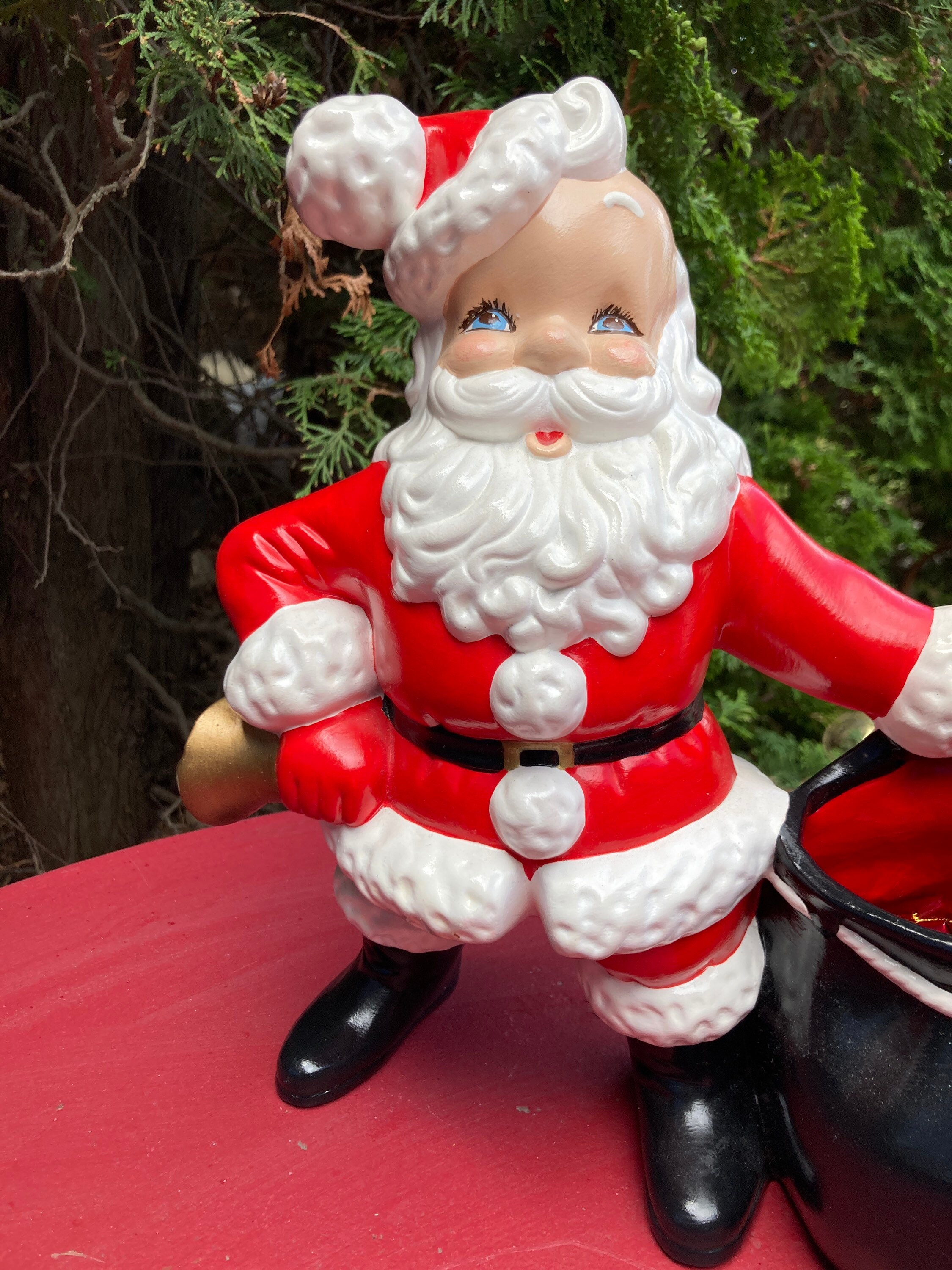 Santa Ceramic Santa Claus Bag Christmas Xmas Signed | Etsy