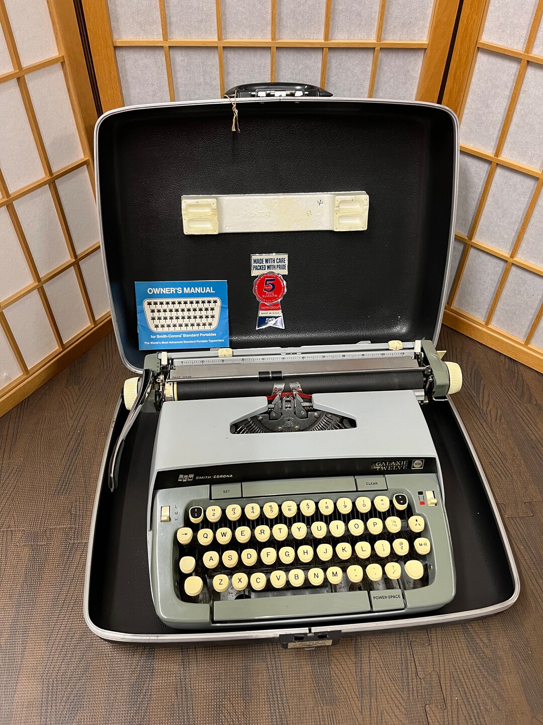 Typewriter Smith Corona Portable Hard Suitcase Vintage Galaxie Twelve ...
