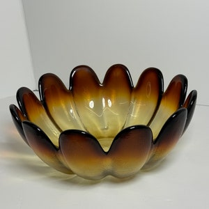 Wayne Husted Indiana Glass Bowl: Brown Petal Design, Mid Century ...