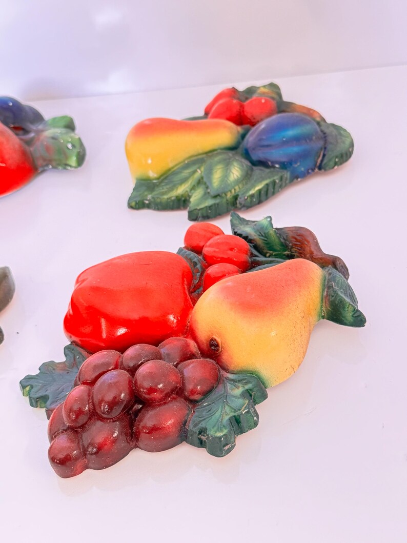 Vintage Chalkware Fruit Wall Plaques - Country Kitchen Decor, Set of 4 ...