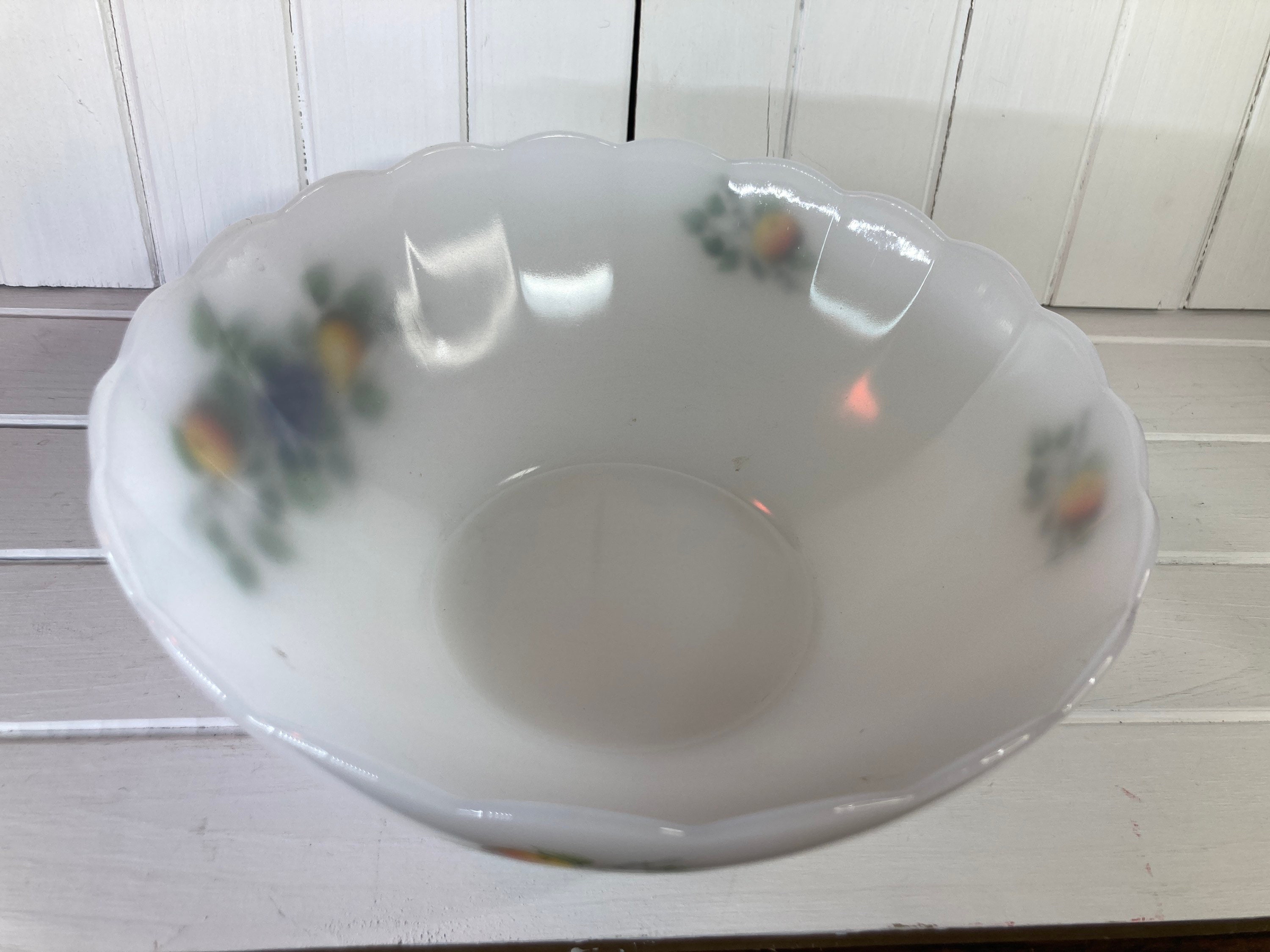 Arcopal Bowl ARC France Scalloped Bowl White Glass | Etsy