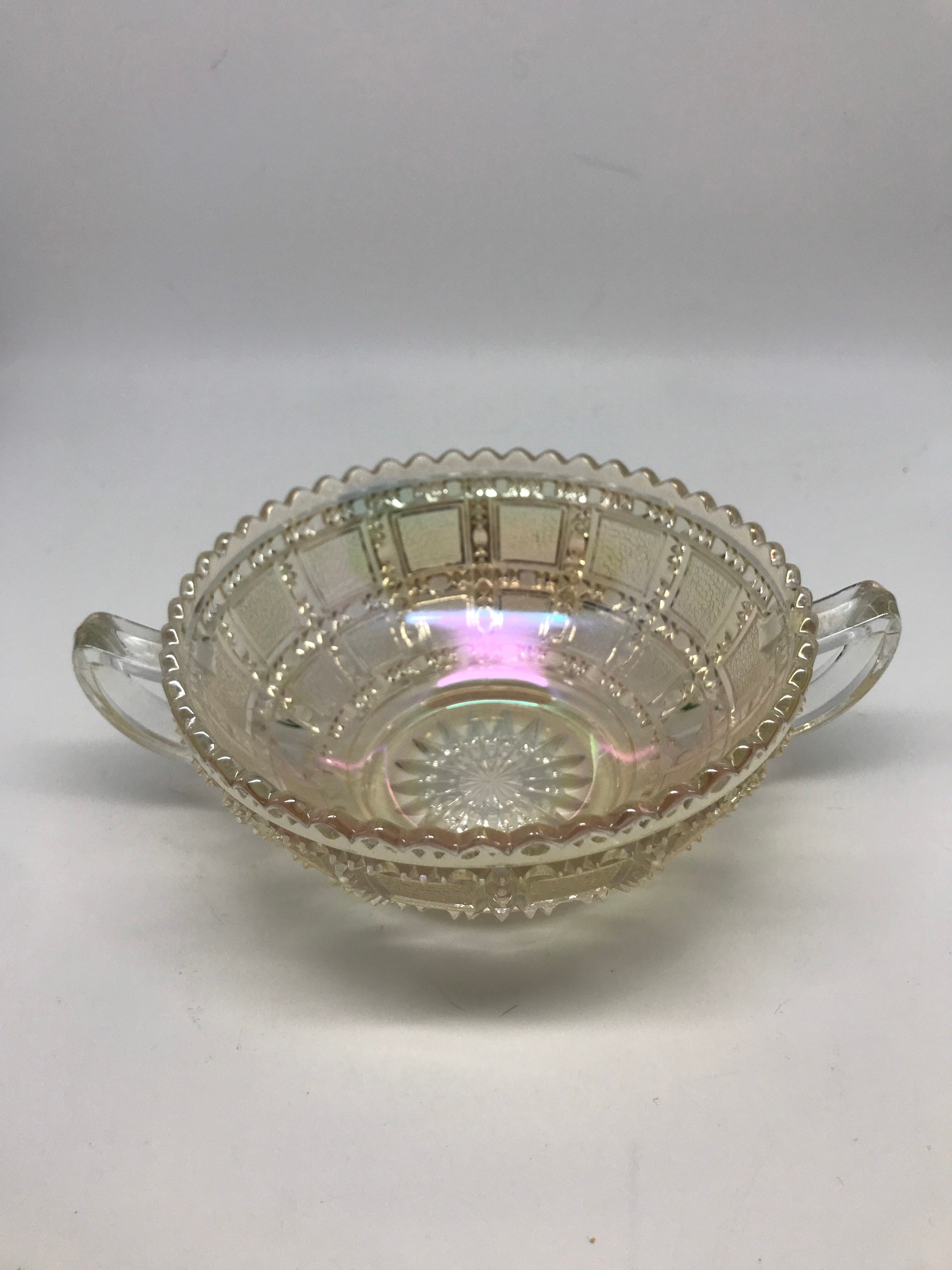 Imperial Glass Lenox Carnival Glass Iridized Beaded Block Dish - Etsy