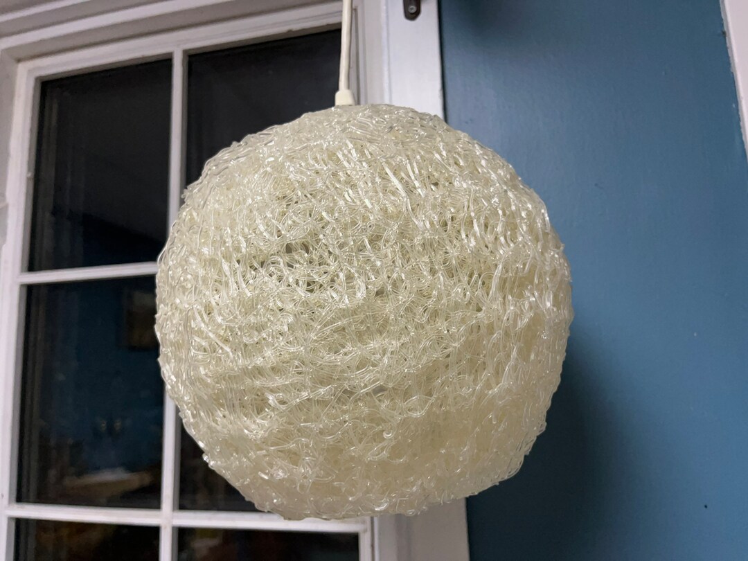 Fixture Lamp Spaghetti Lucite Light Fixture. Retro MCM Spun Glass Orb ...
