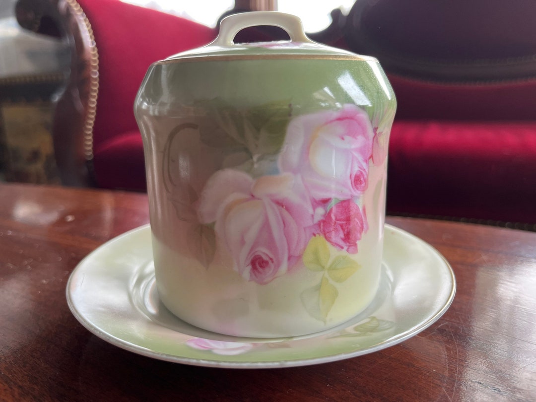 Jam Pot Mustard Jelly RS Germany Flowers Rose Porcelain Vintage Antique ...
