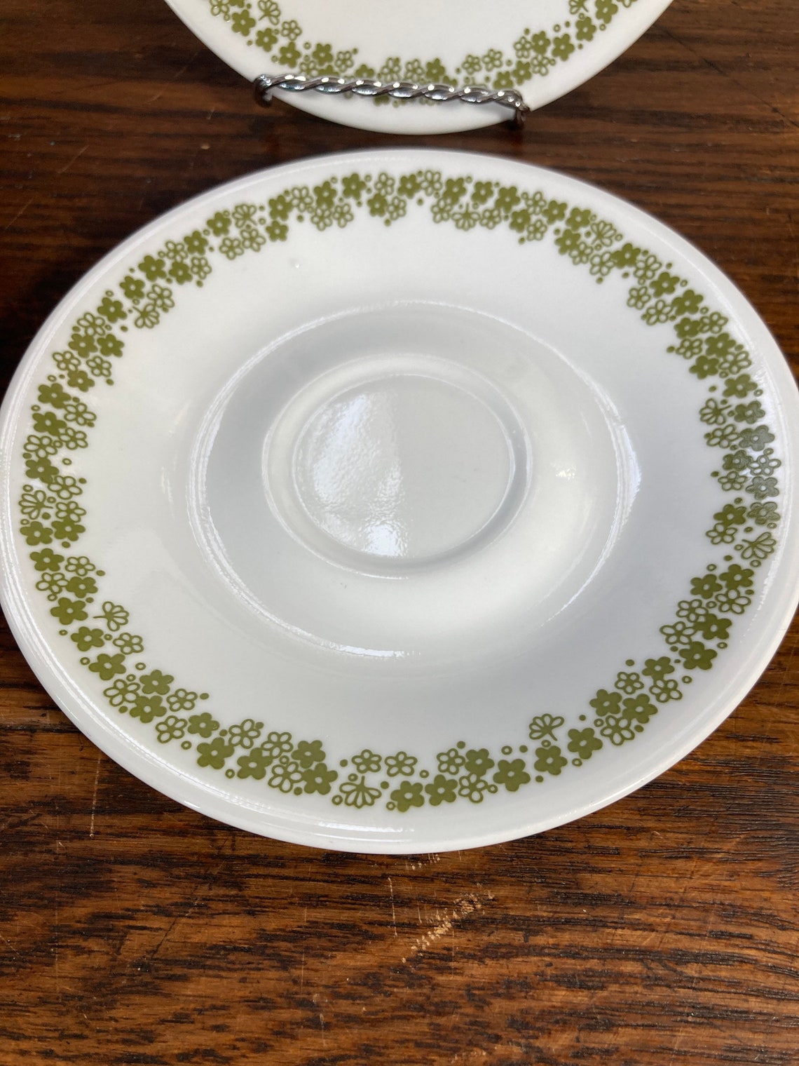 Corelle Spring Blossom saucer Vintage Plate Green Flowers | Etsy