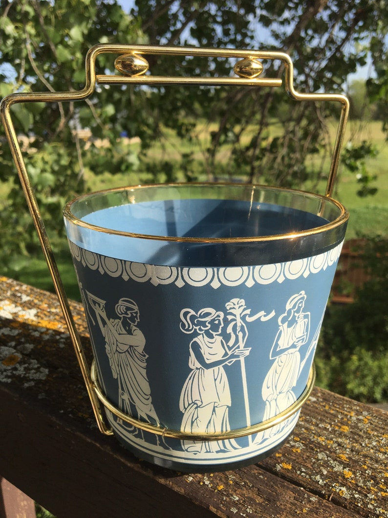 Ice Bucket and Caddy Jeanette Glass Hellenic Greek Roman - Etsy