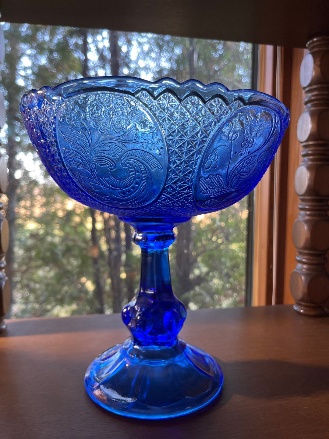 Vintage Riihimäki Cobalt Blue Glass Compote Bowl: Finnish Olympia Malja ...