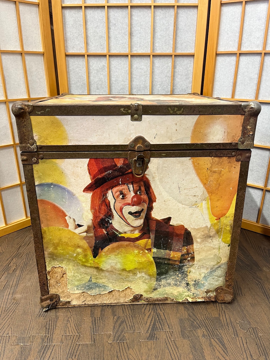 Clown Trunk Storage Square Particle Board 80s Vintage Floor Trunk - Etsy