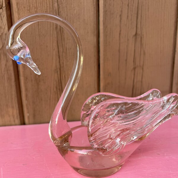 Green Glass Swan - Etsy