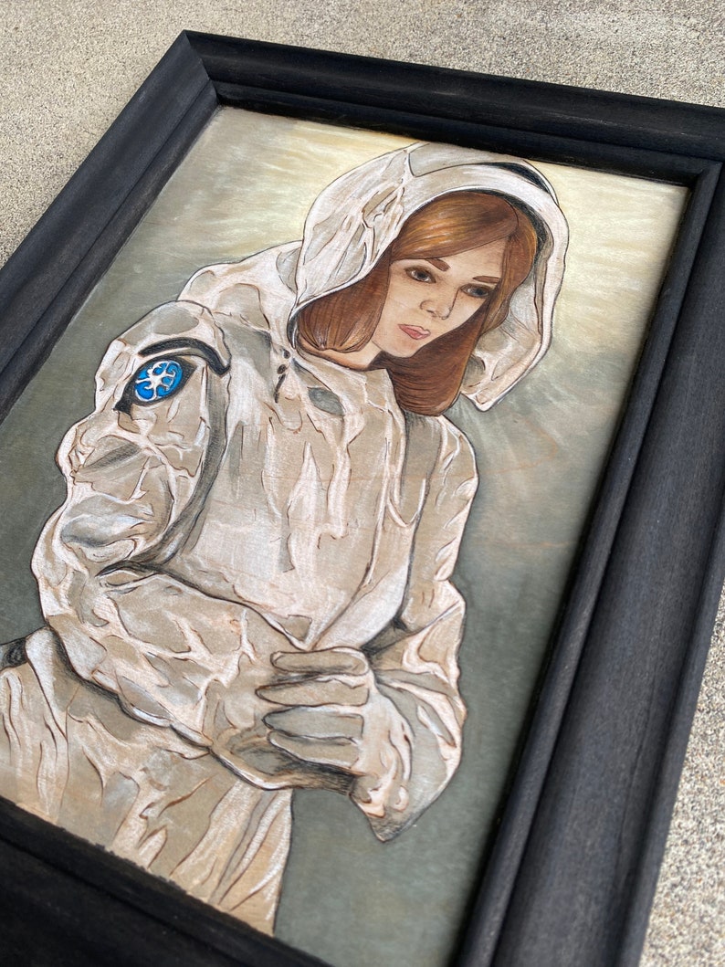 Nurse Art Bio Suit Art Original Art Saint Art Wood Art - Etsy