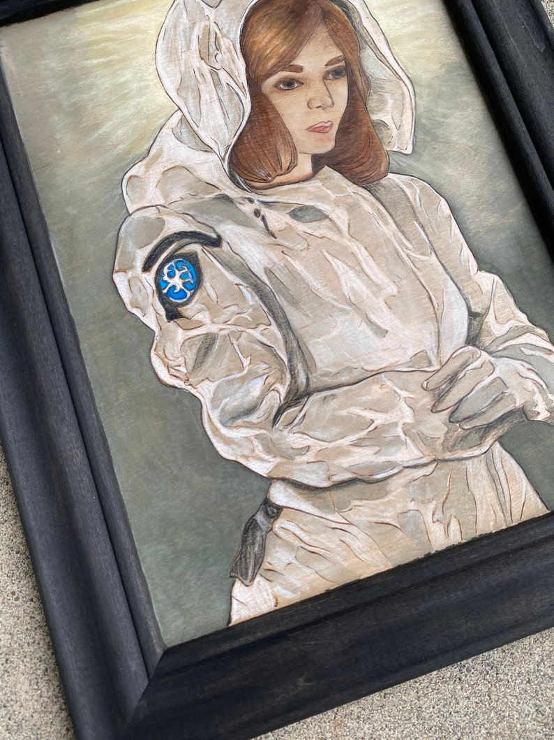 Nurse Art Bio Suit Art Original Art Saint Art Wood Art - Etsy