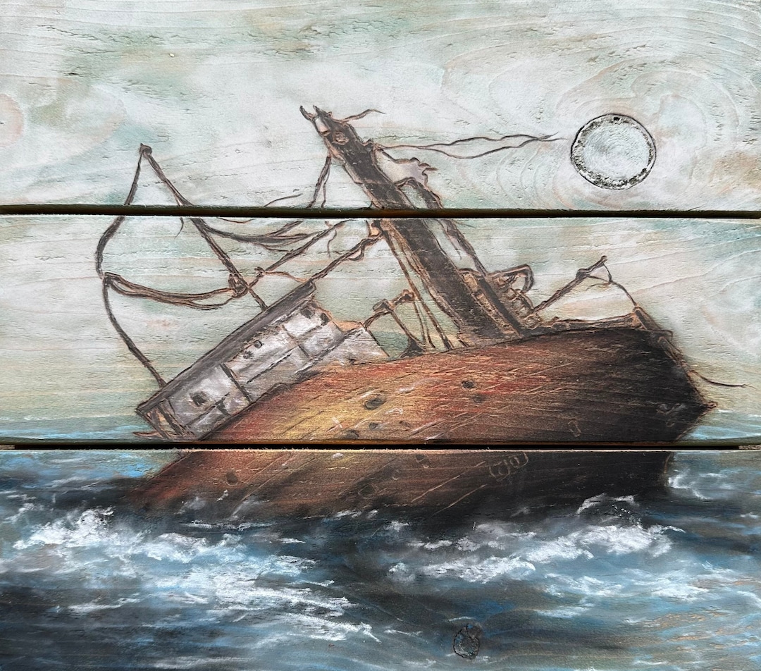 Shipwreck Art, Original Art, Nautical Ship Art, Wood Art - Etsy
