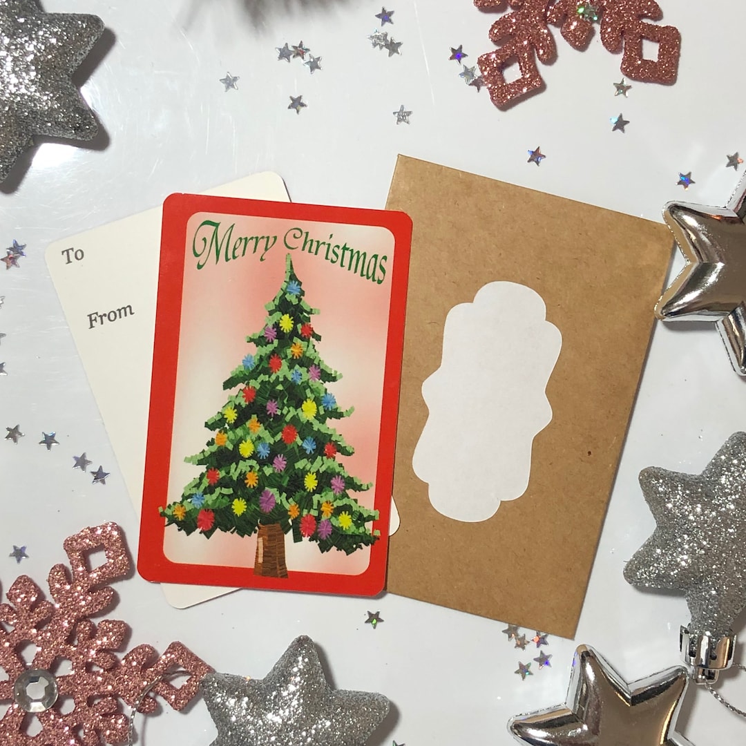 Merry Christmas Mini Pocket Card & Handmade Envelope - Etsy Australia