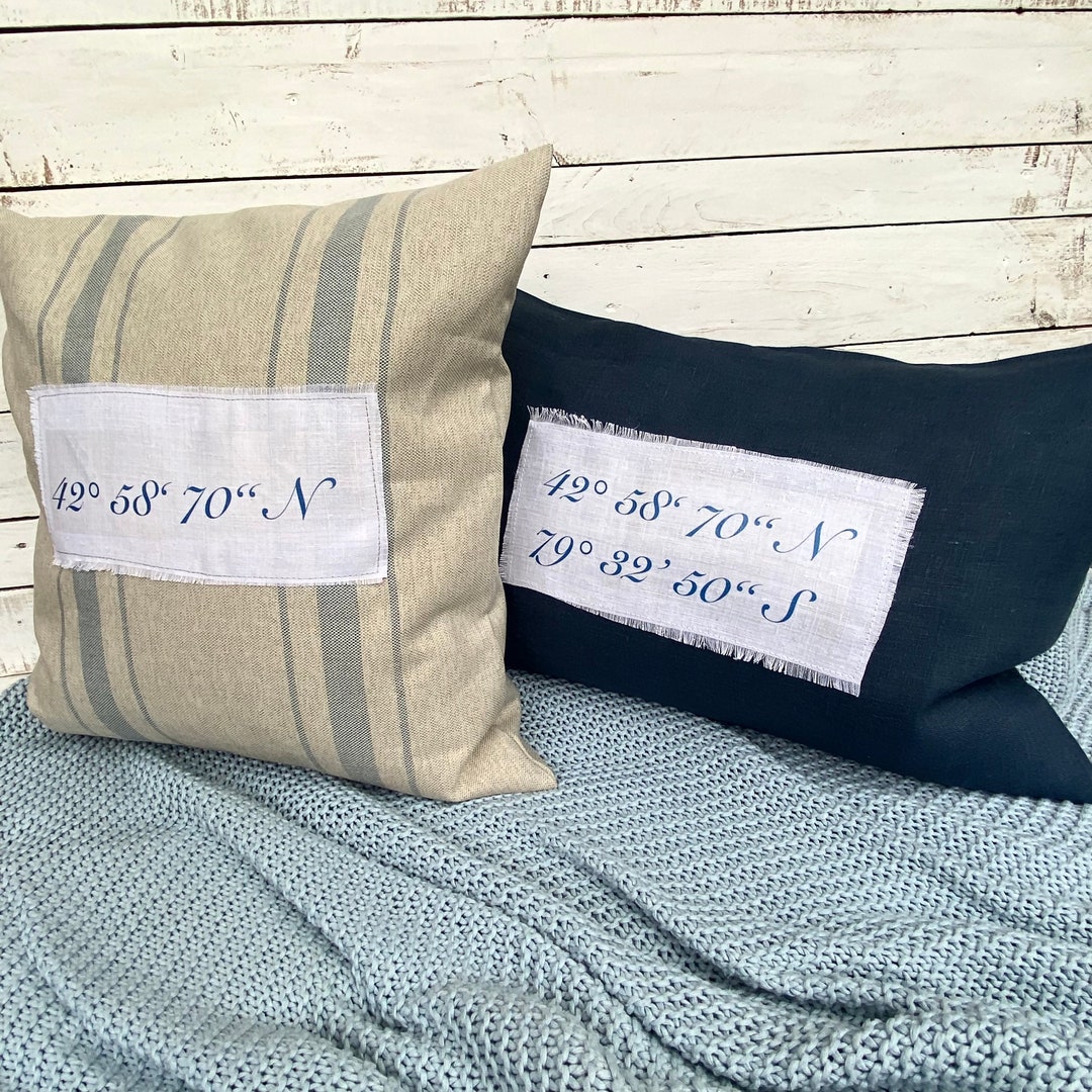 Maritime Cushion Cover 45x45 With Coordinates Application - Etsy