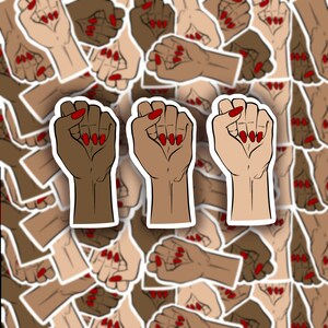 Raised Fist Sticker Set, Girl Power Sticker, Feminist Sticker, Water ...