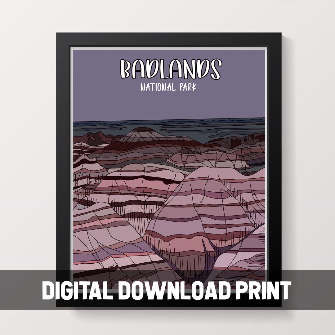 Badlands National Park Poster, National Park Digital Download, Travel ...