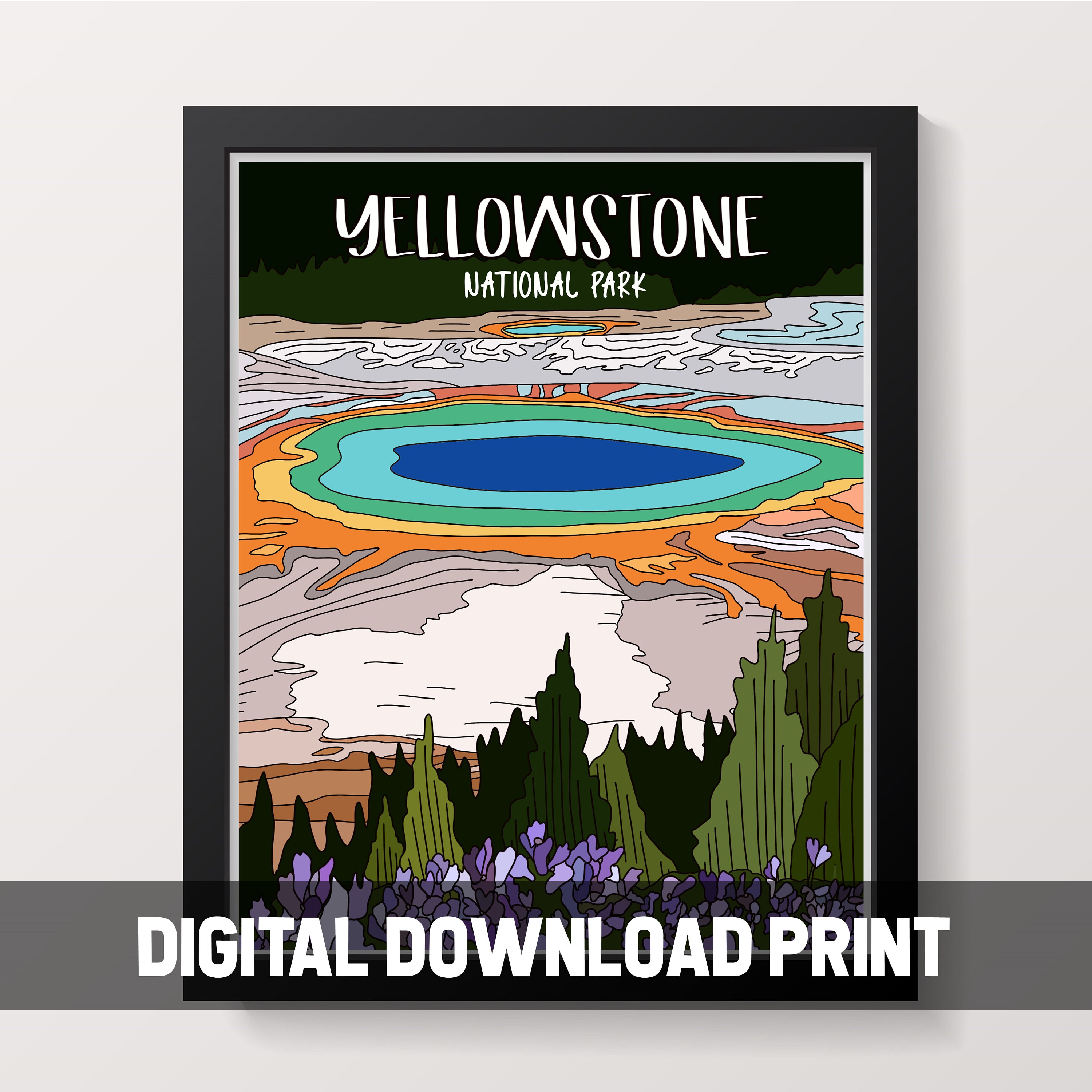 Yellowstone National Park Poster National Park Digital - Etsy