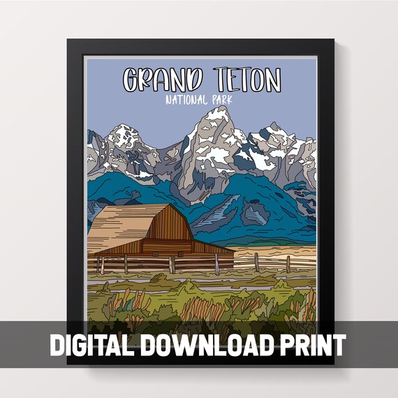 Grand Teton National Park Poster National Park Digital | Etsy