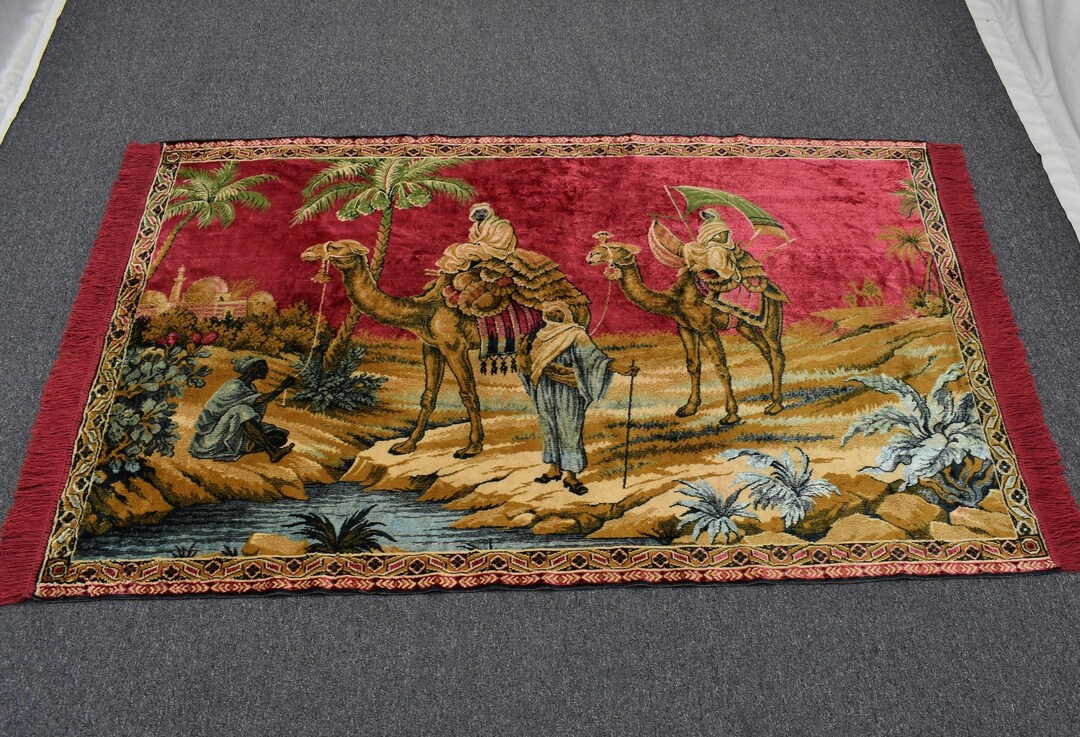 Vintage Camel Tapestry 4x6 Animal Print Velvet Art Décor Wall Hanging ...