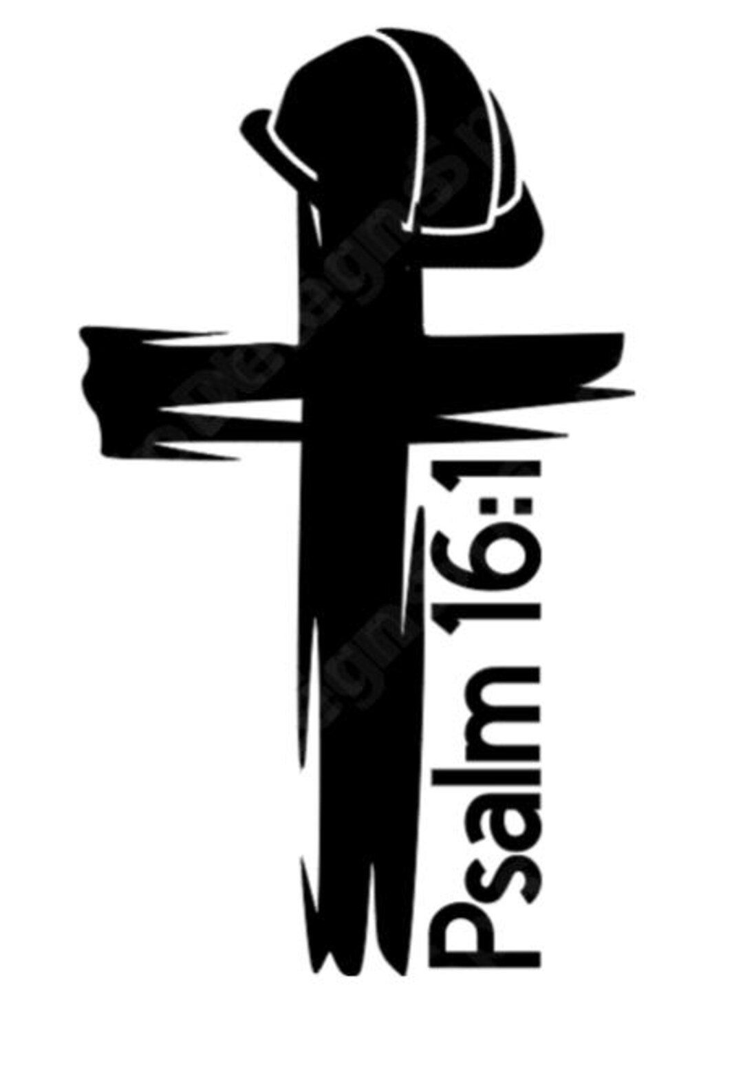 Christian Construction Worker Cross PNG Psalm 16:1 | Hard Hat Sticker ...