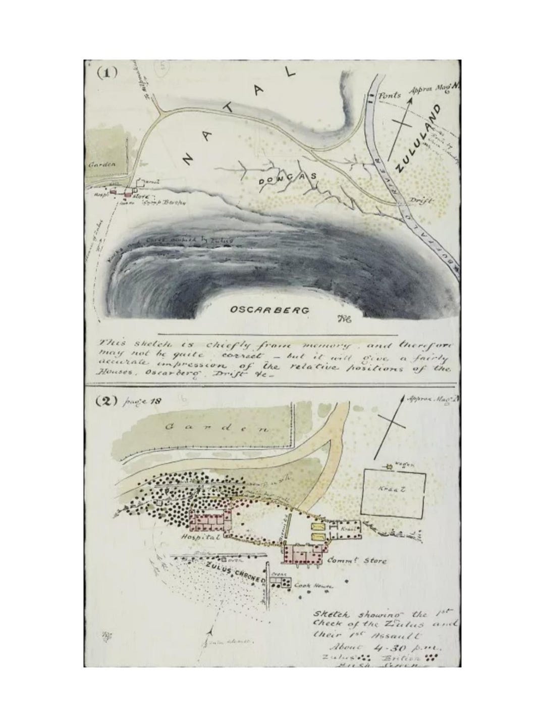 Reproduction Map Drawn by Lt John Chard VC Rorke's Drift Natal 1879...1 ...