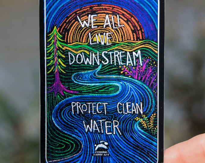 We All Live Downstream Vinyl Sticker, Protect Clean Water, Waterkeeper ...