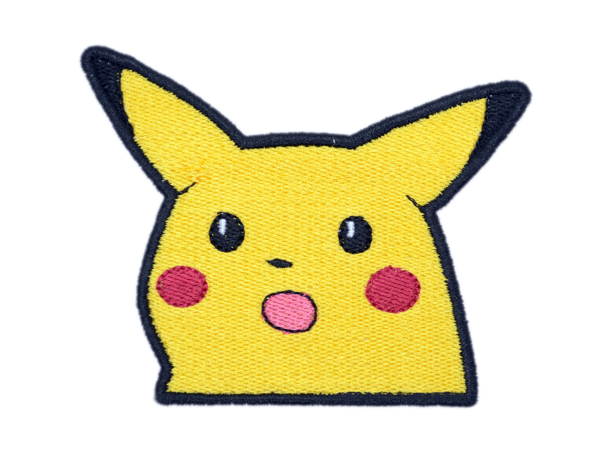 Shocked Pikachu Embroidered Iron on Patch 3.5x2.75 Pika Pokemon Meme ...