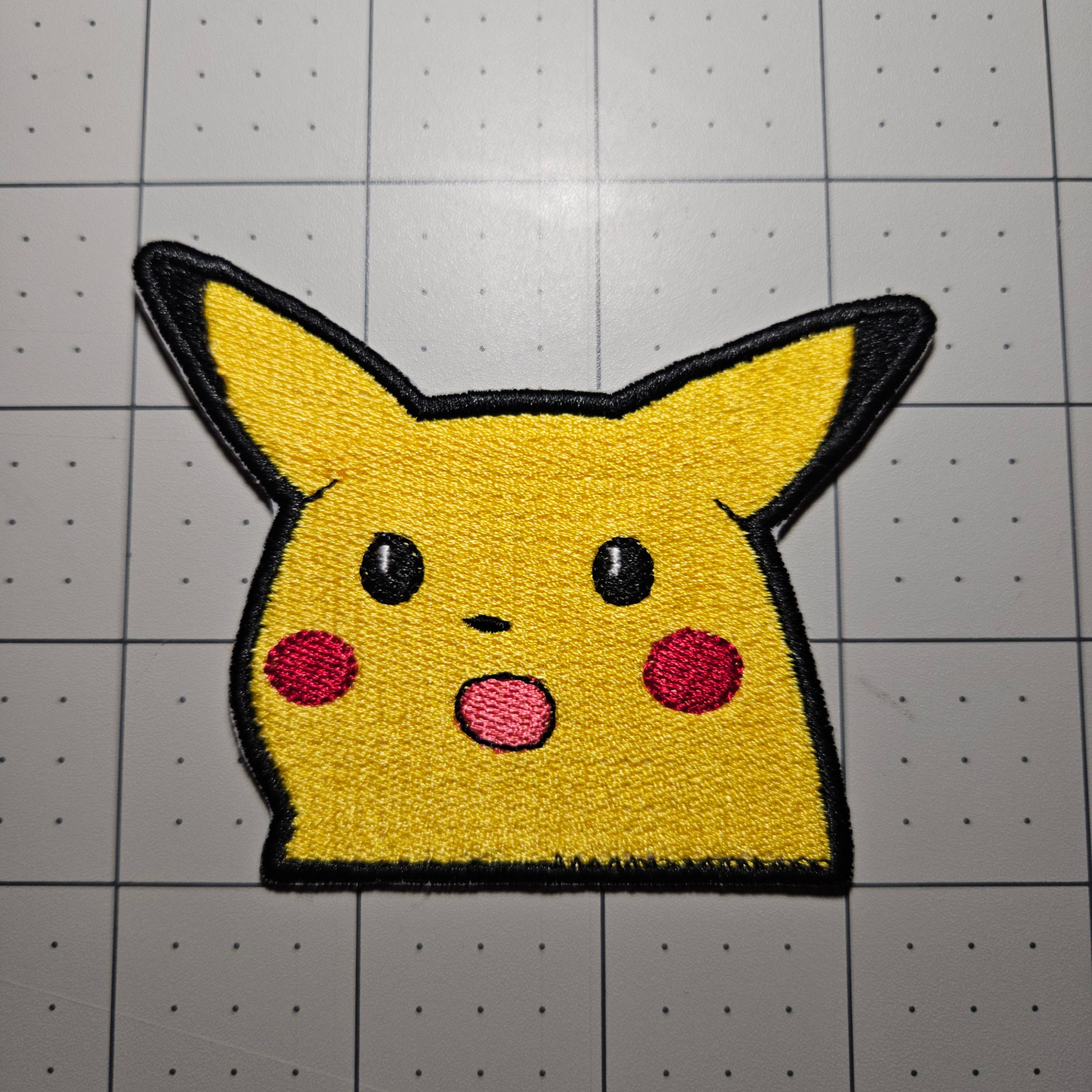 Shocked Pikachu Embroidered Iron on Patch 3.5x2.75 Pika Pokemon Meme ...