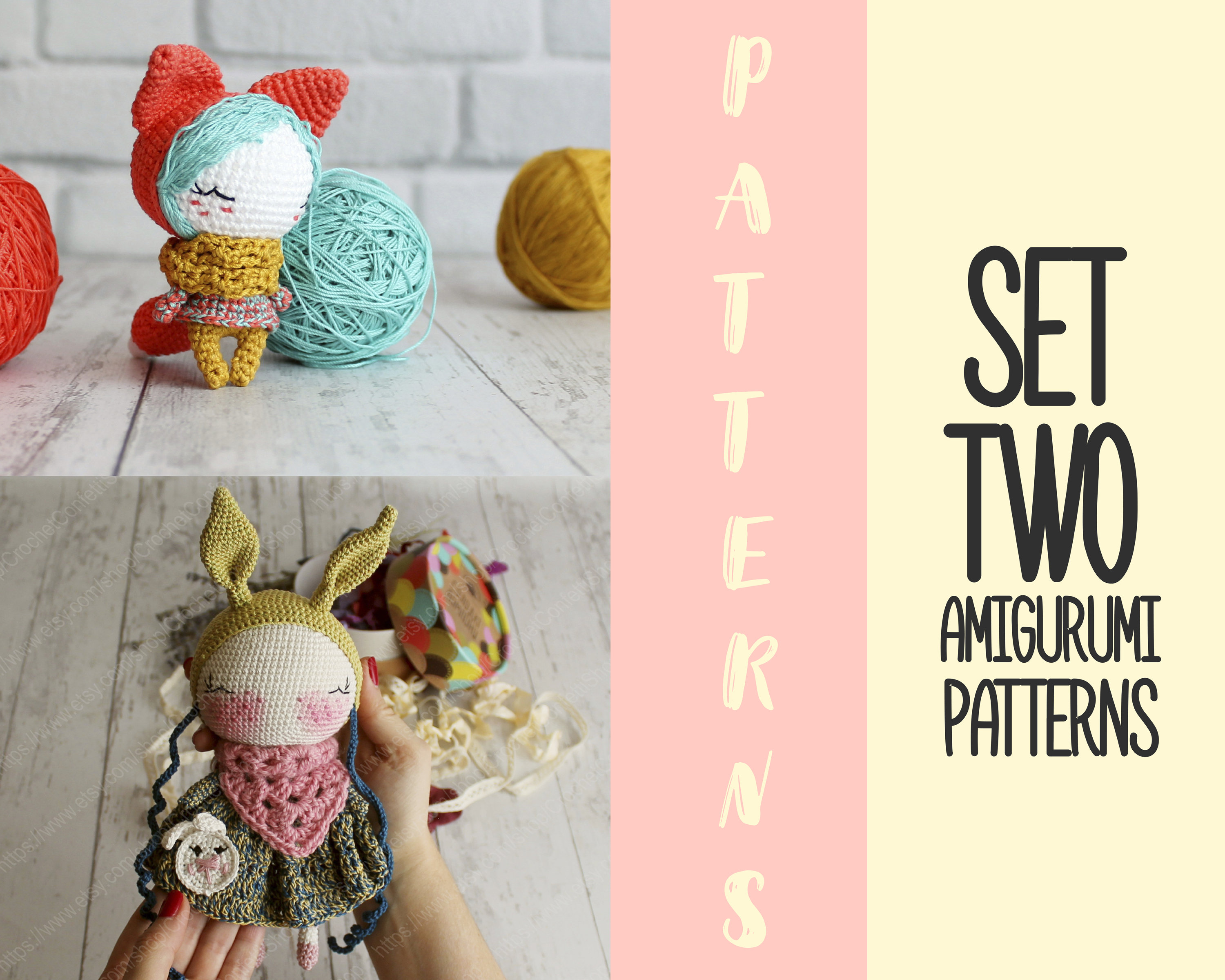 PDF SET Two Amigurumi Patterns, Amigurumi Rabbit, Amigurumi Little Red ...