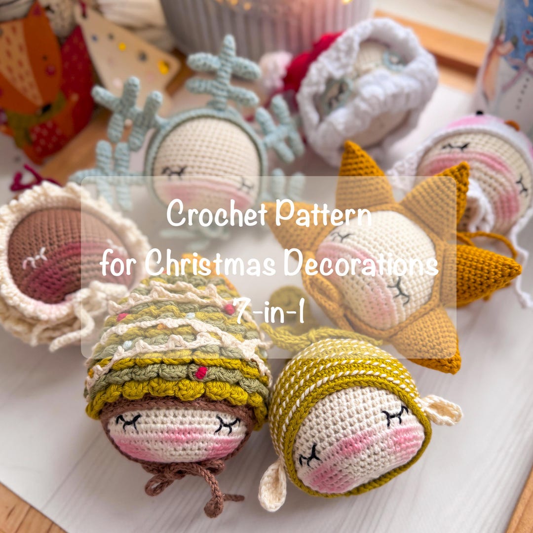 PDF Crochet Pattern Christmas ORNAMENT SET 7 Amigurumi in One Bundle ...