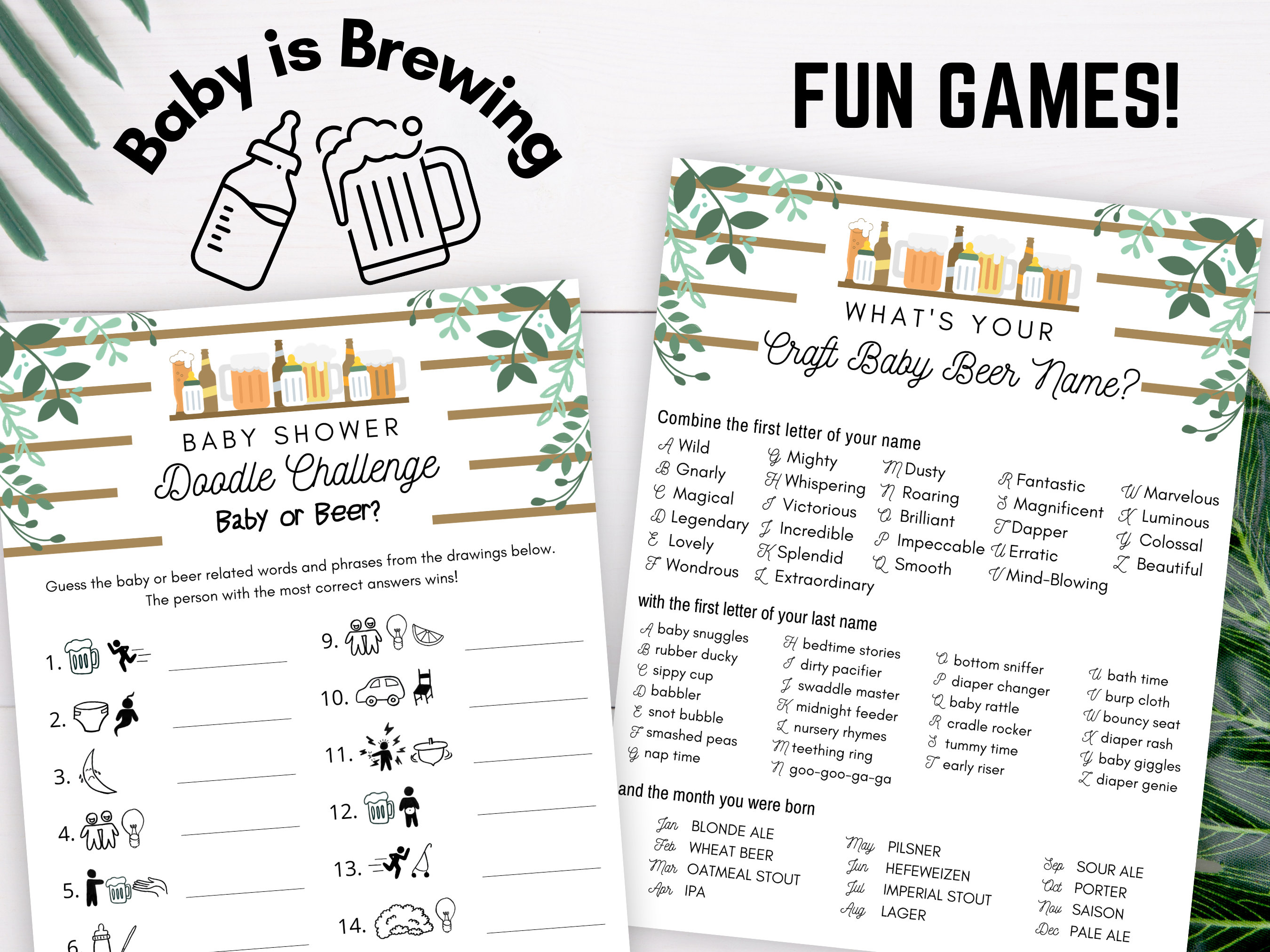 A Baby is Brewing Baby Shower Game Bundle, Co Ed Baby Shower Games ...