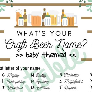 What's Your Baby Themed Craft Beer Name Baby Shower Game - Etsy Canada