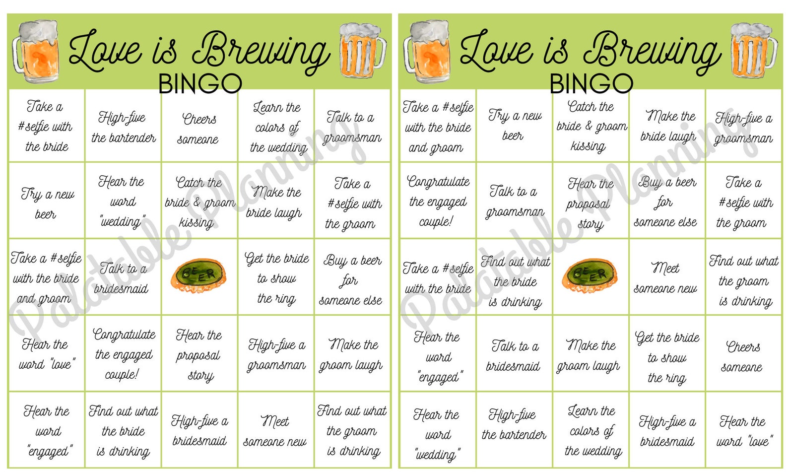 Love is Brewing Bingo, Engagement Party Bingo Game, Brewery Game, Beer ...